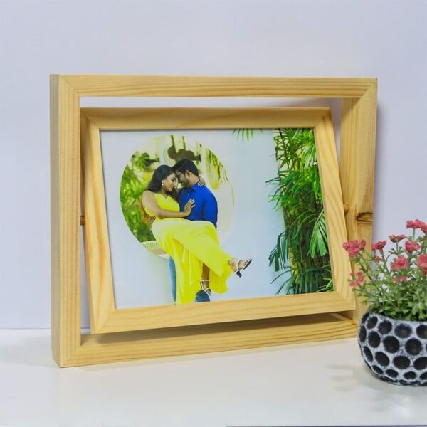 6 x 8 Rotating Photo Frame Double Sided Pinewood Picture Frame - Print it
