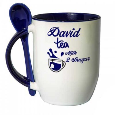 Customized Mug with Spoon - Dark Blue - Print it