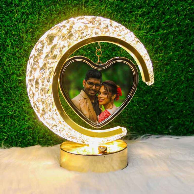 Half Moon Crystal Lamp Heart Photo Frame - Print it