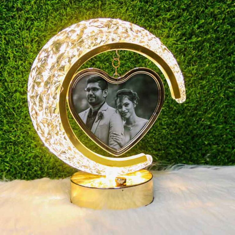 Half Moon Crystal Lamp Heart Photo Frame - Print it